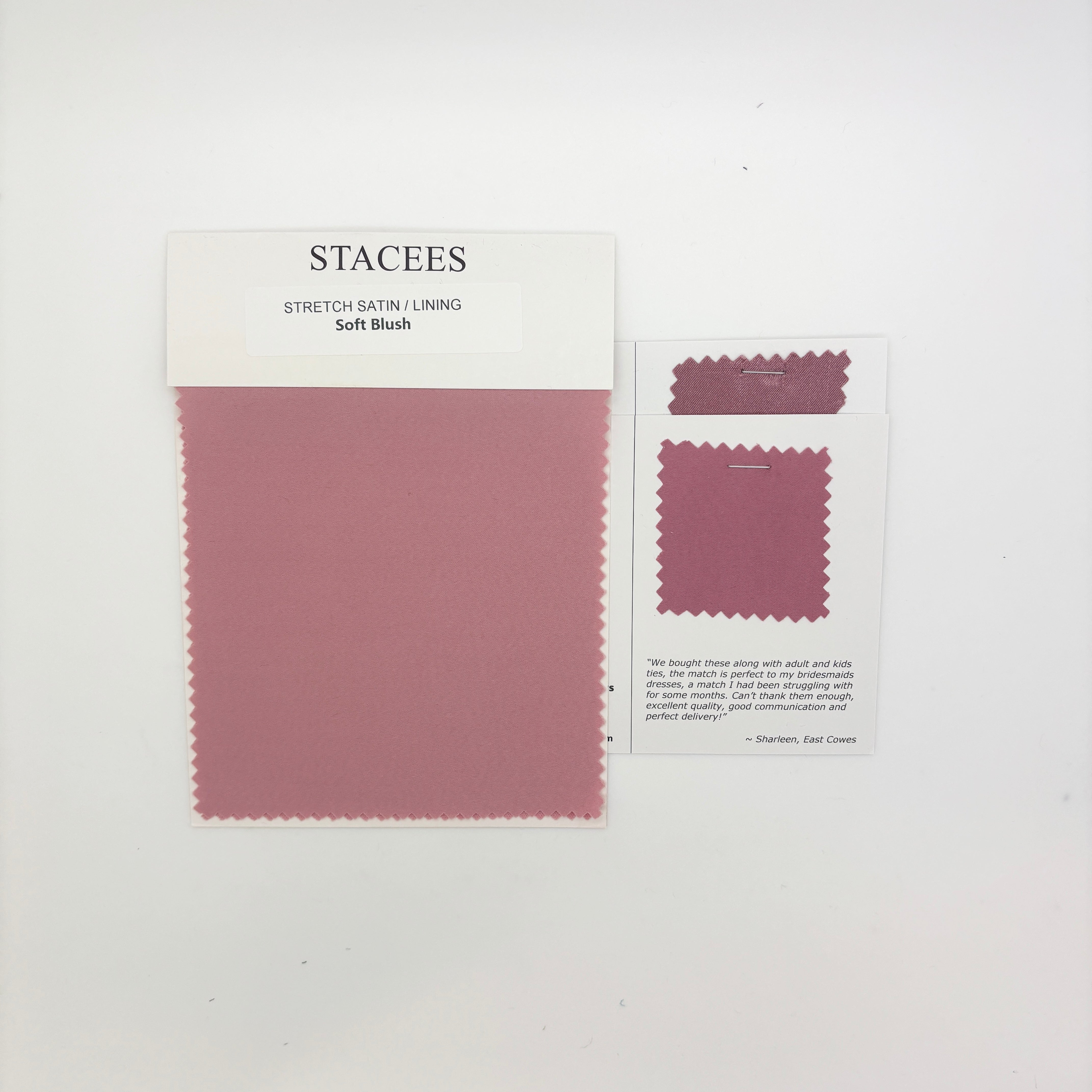Stacees - Soft Blush Stretch Satin Swatch Matches – Swagger & Swoon